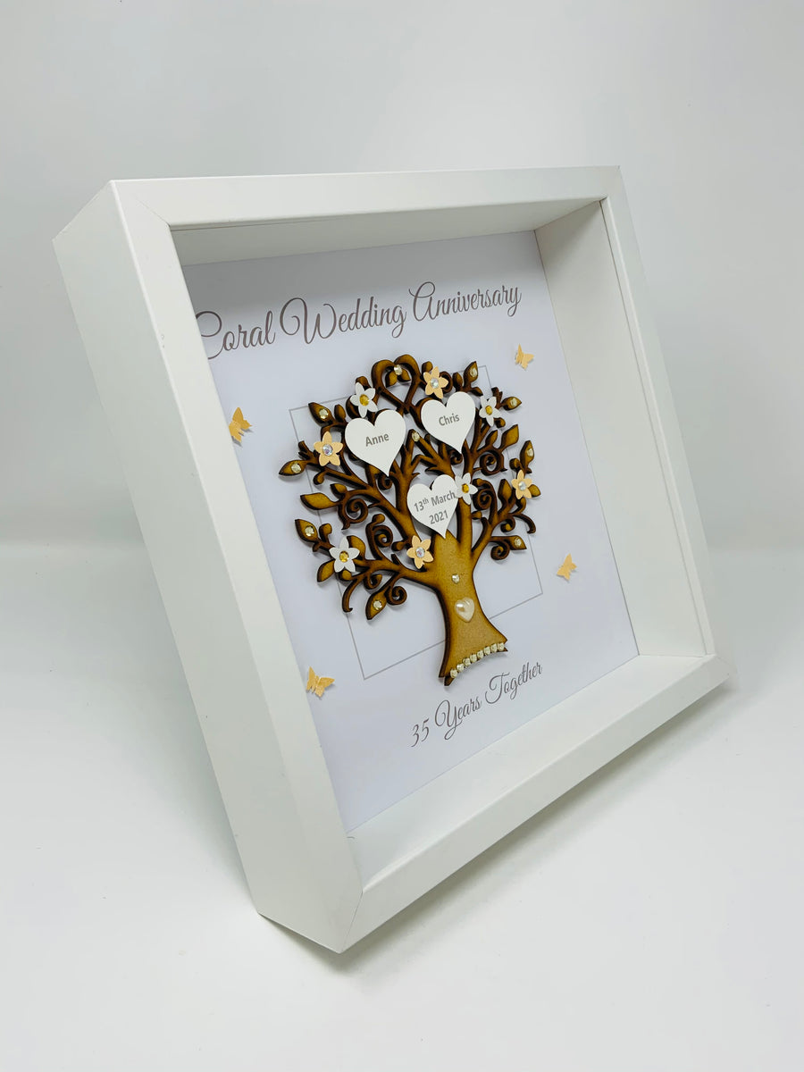 35th Coral 35 Years Wedding Anniversary Frame - Message – Butterfly Designs